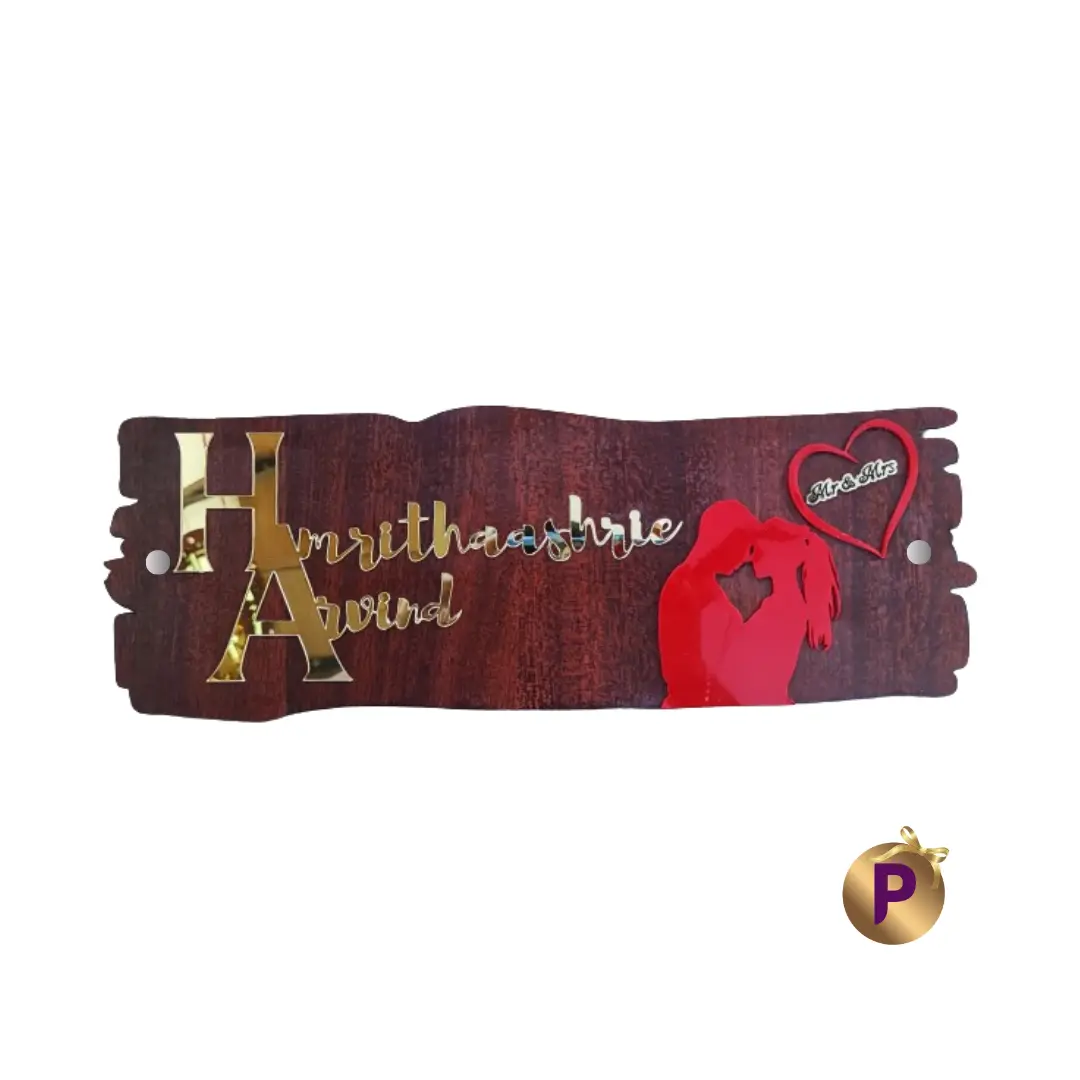 Couple Name Plate For Home Entrance Mr and Mrs Heart | Personalized ...